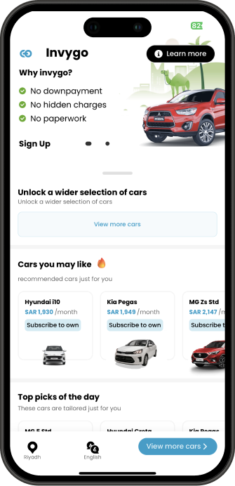 KSA STO - Invygo: Monthly Car Rental app | Car Subscription